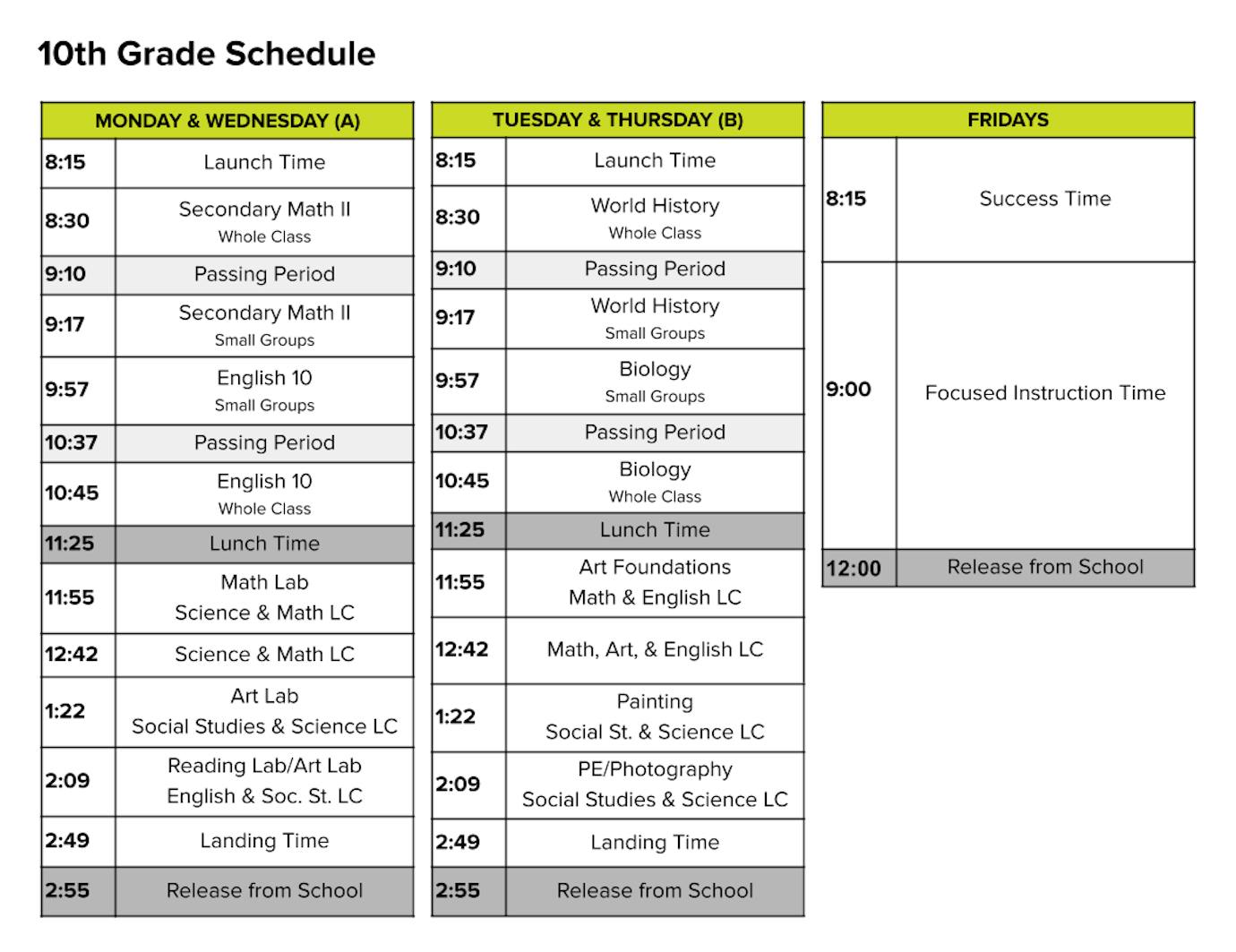 Career Path High | Learning Schedule